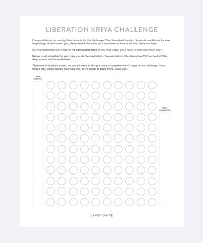 Liberation Kriya Worksheet - Lavendaire