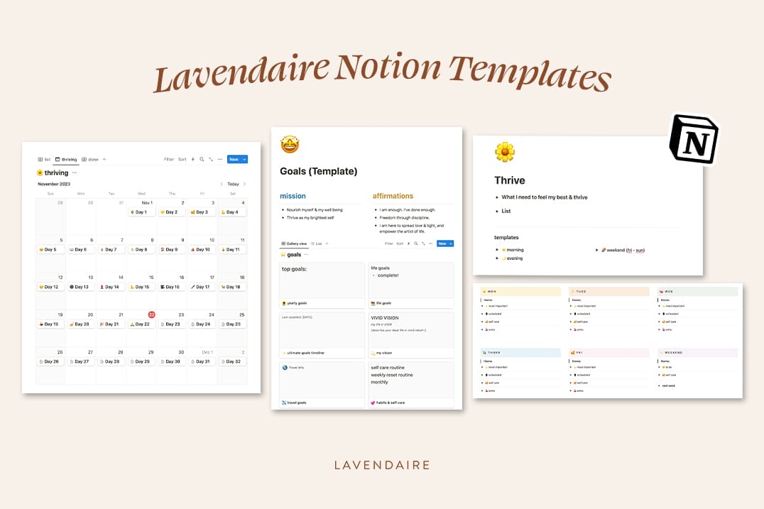 Notion Templates - Lavendaire
